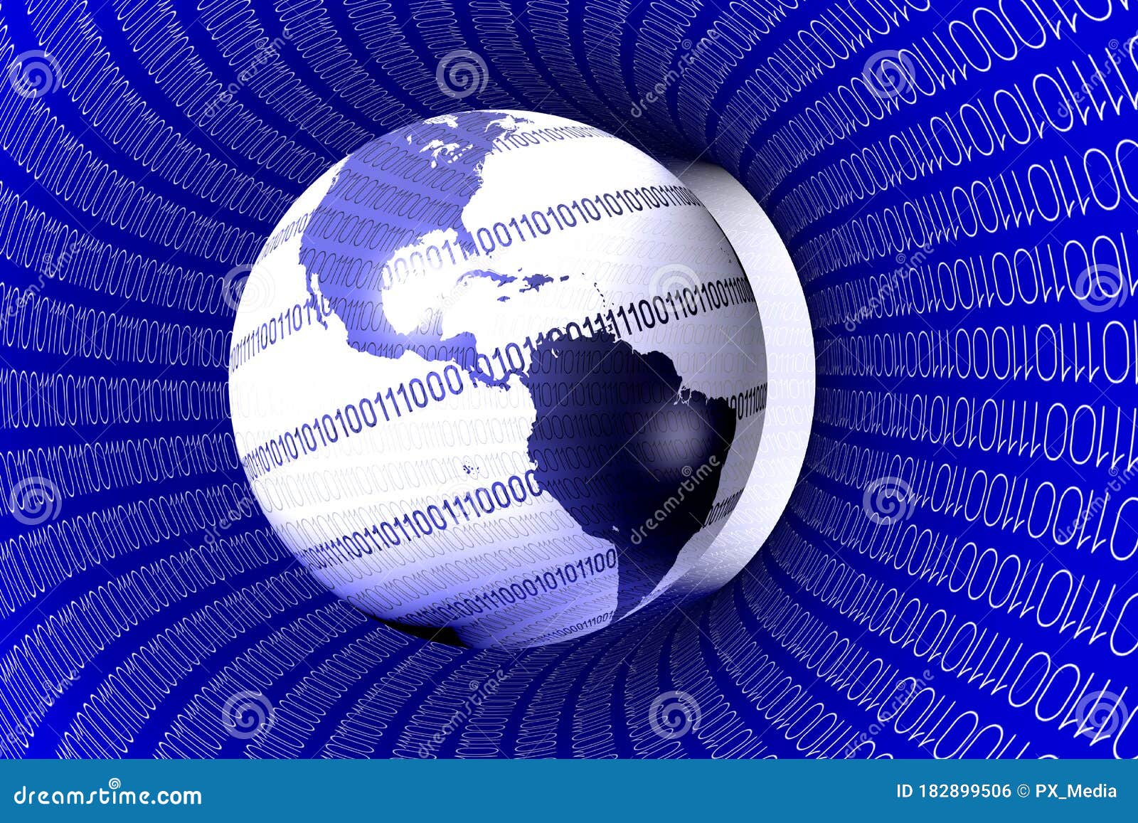World Map, Binary Code - Internet Concept Stock Illustration ...