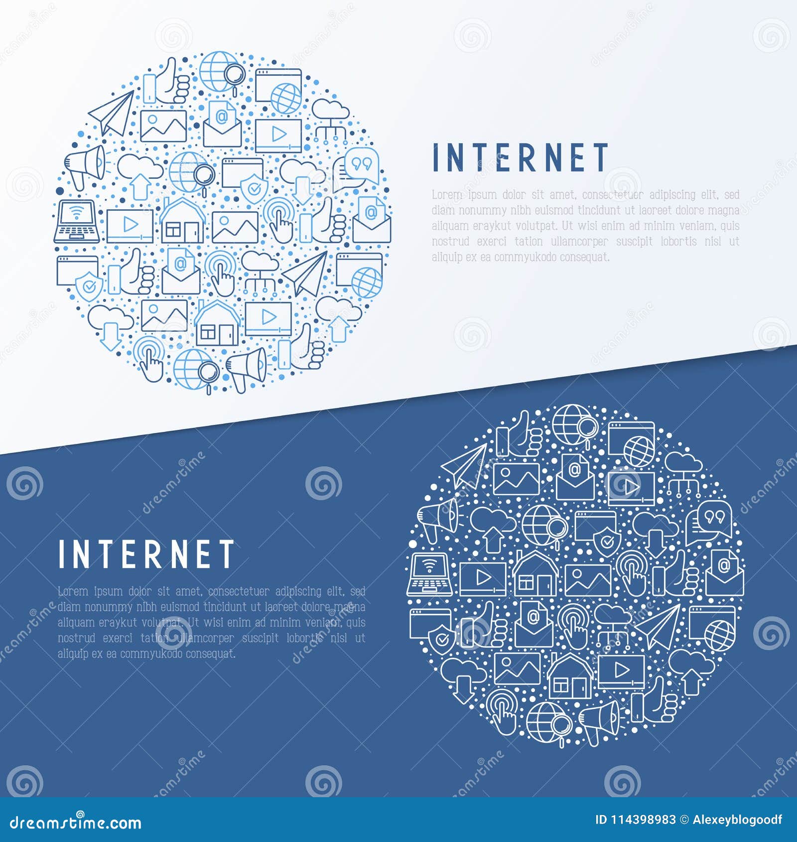 Internet Concept in Circle with Thin Line Icons Stock Vector ...