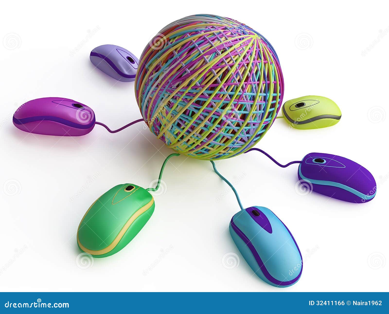 Internet Concept with Colorful Clue with Mouses Stock Illustration ...