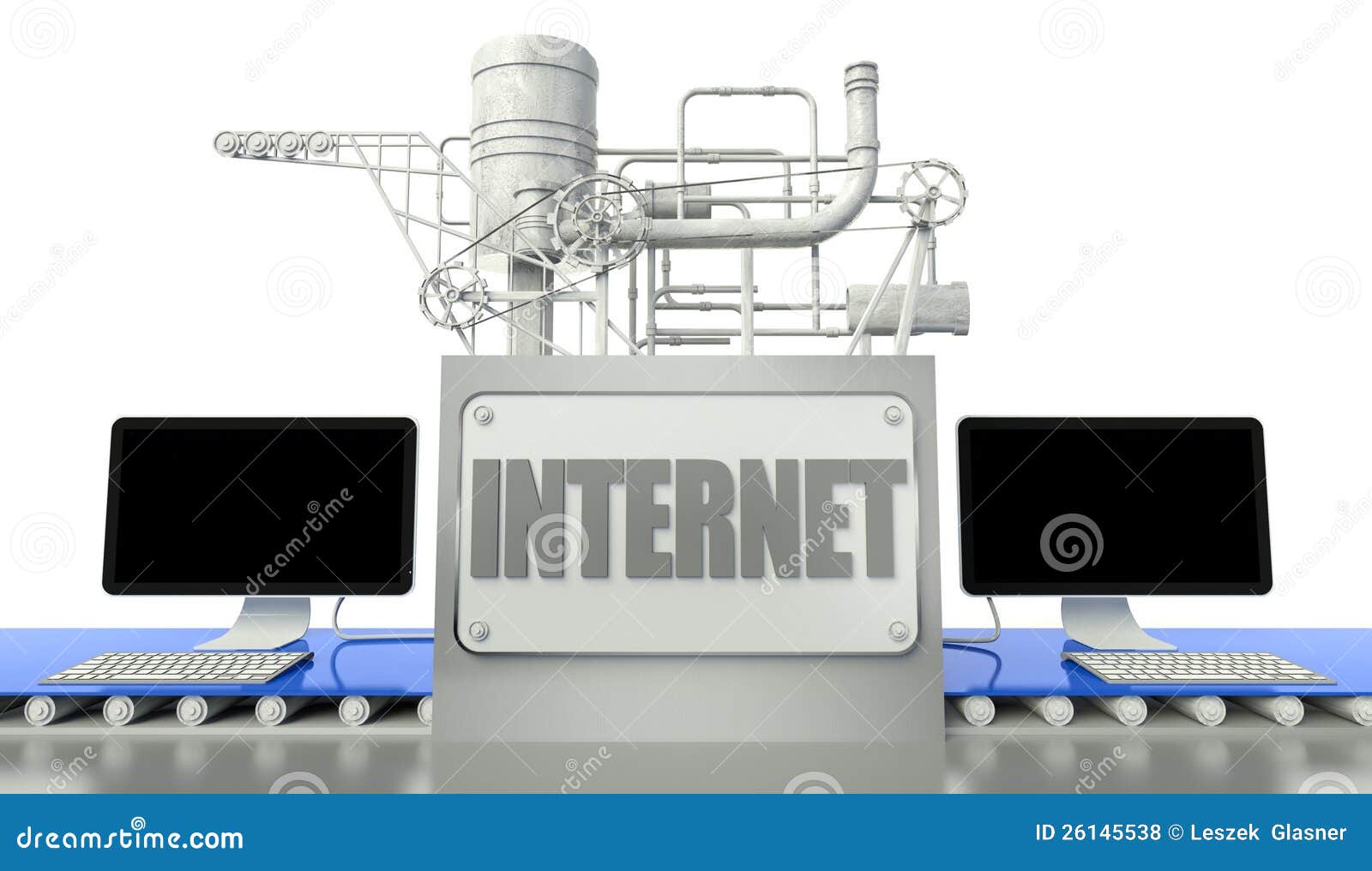 Internet Concept with Computers and Machine Stock Illustration ...