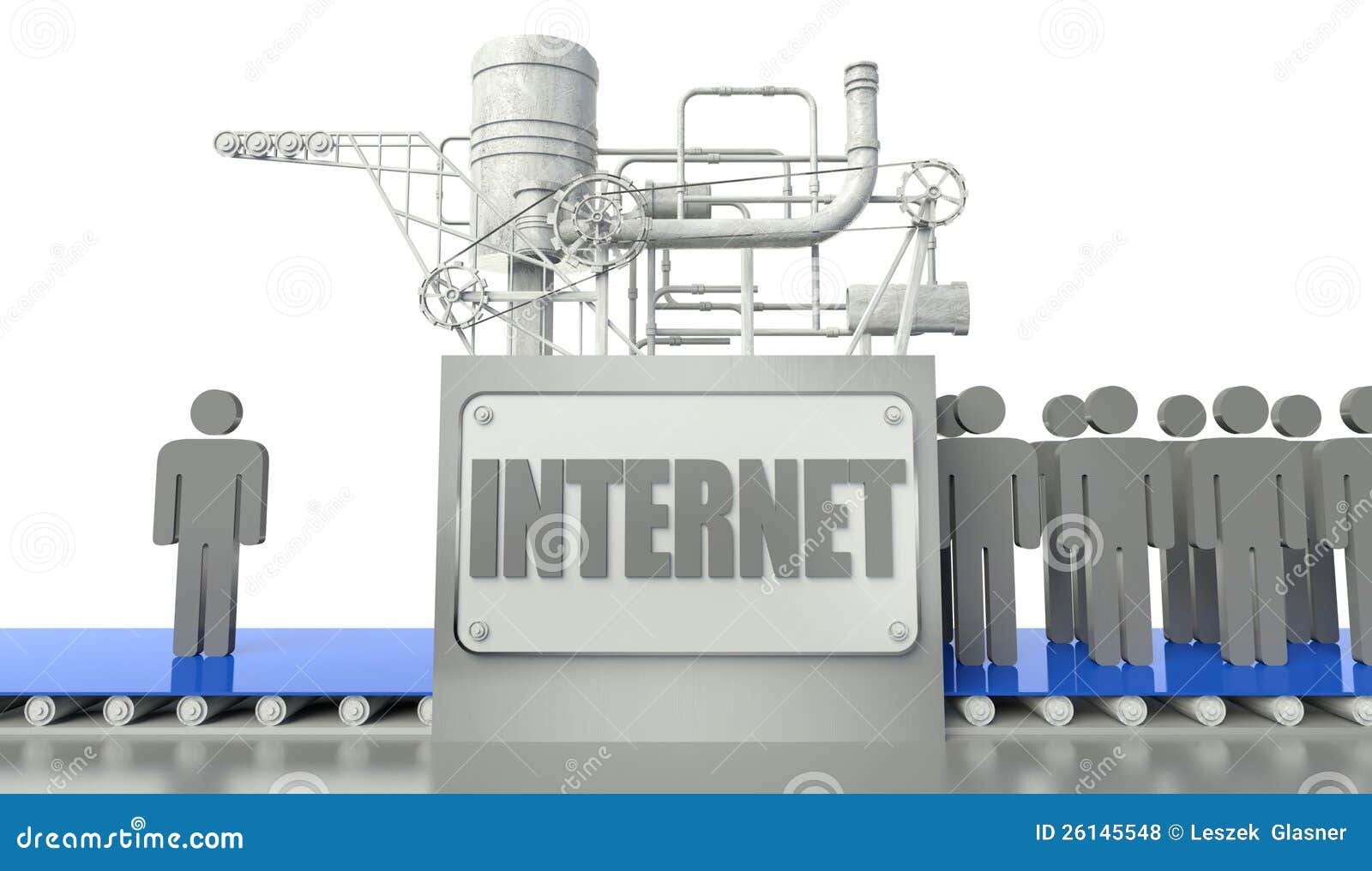 Internet Concept with Man and Group of People Stock Illustration ...