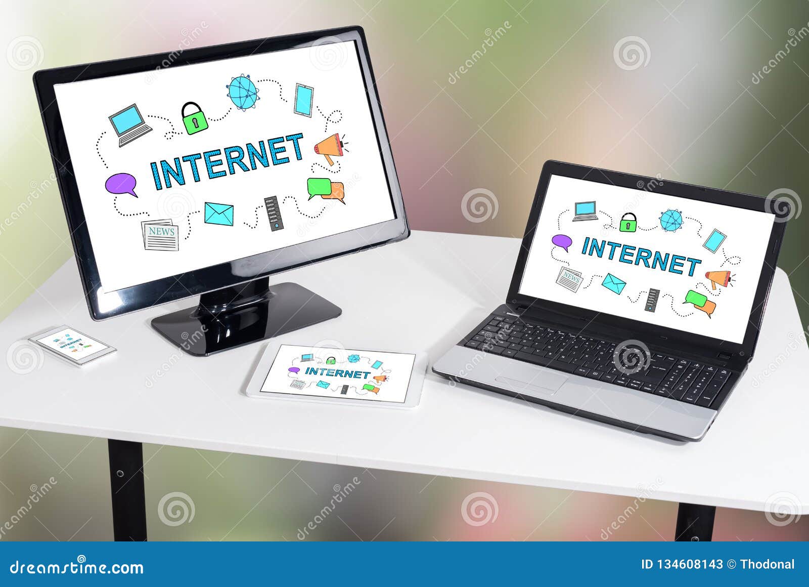 Internet Concept on Different Devices Stock Image - Image of online ...