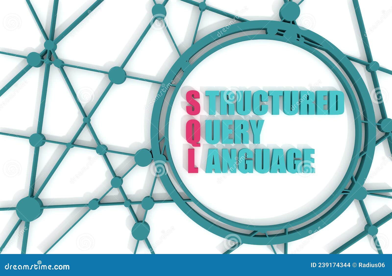 Acronym SQL - Structured Query Language in Circle. 3D Render Stock ...