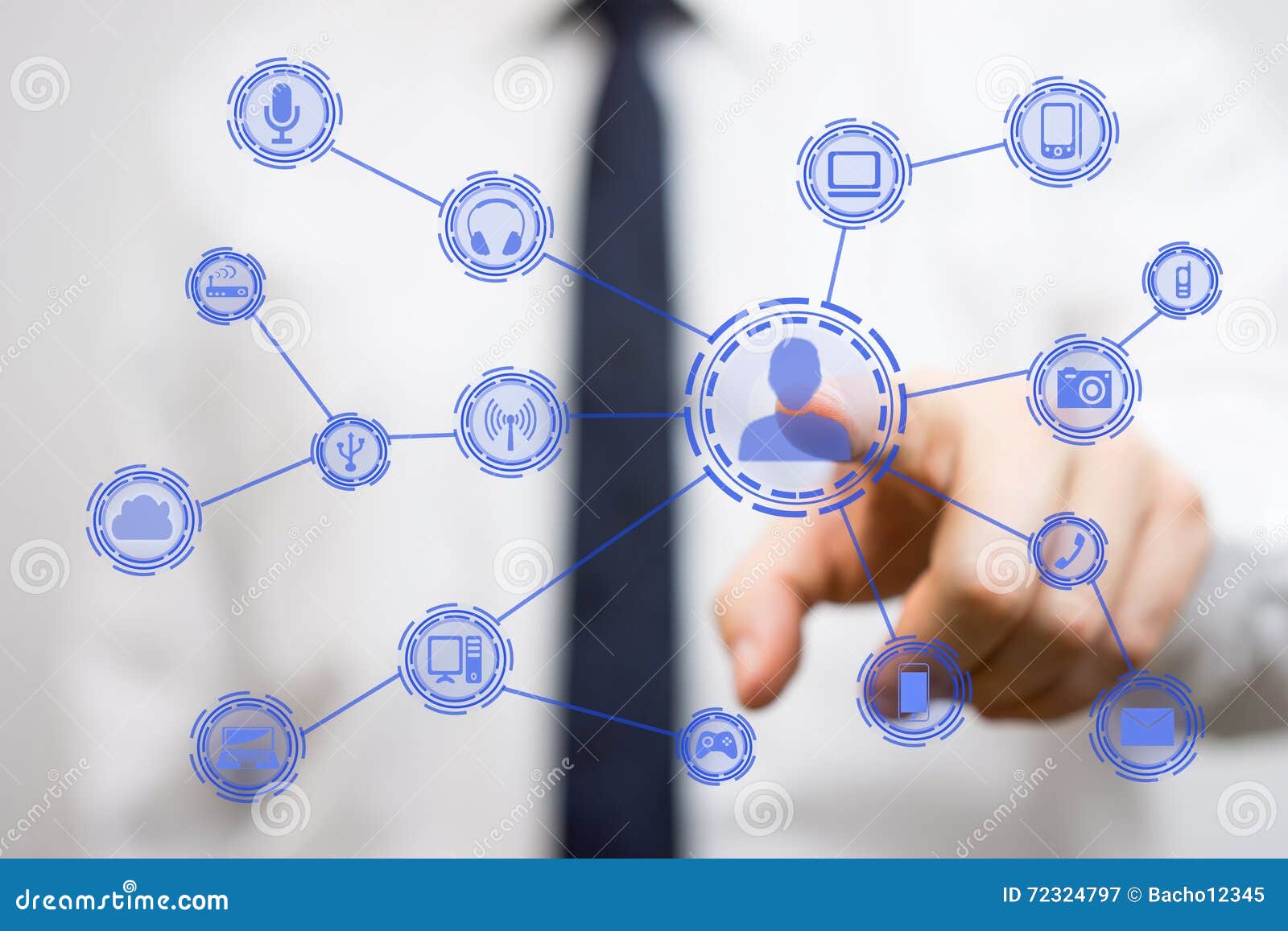 Internet Connecting Devices and People Stock Illustration ...