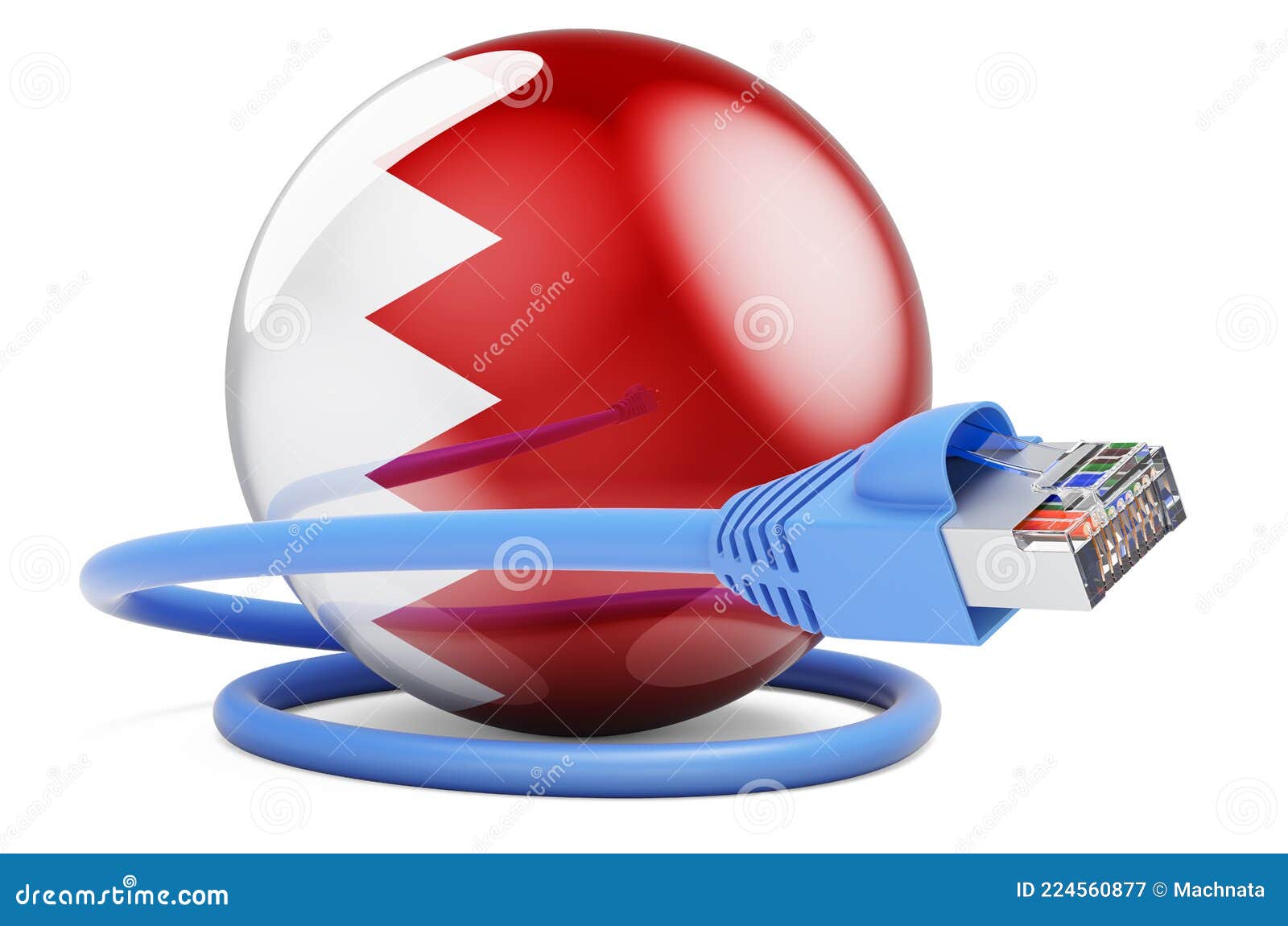 Internet Connection in Bahrain. Lan Cable with Bahraini Flag, 3D ...