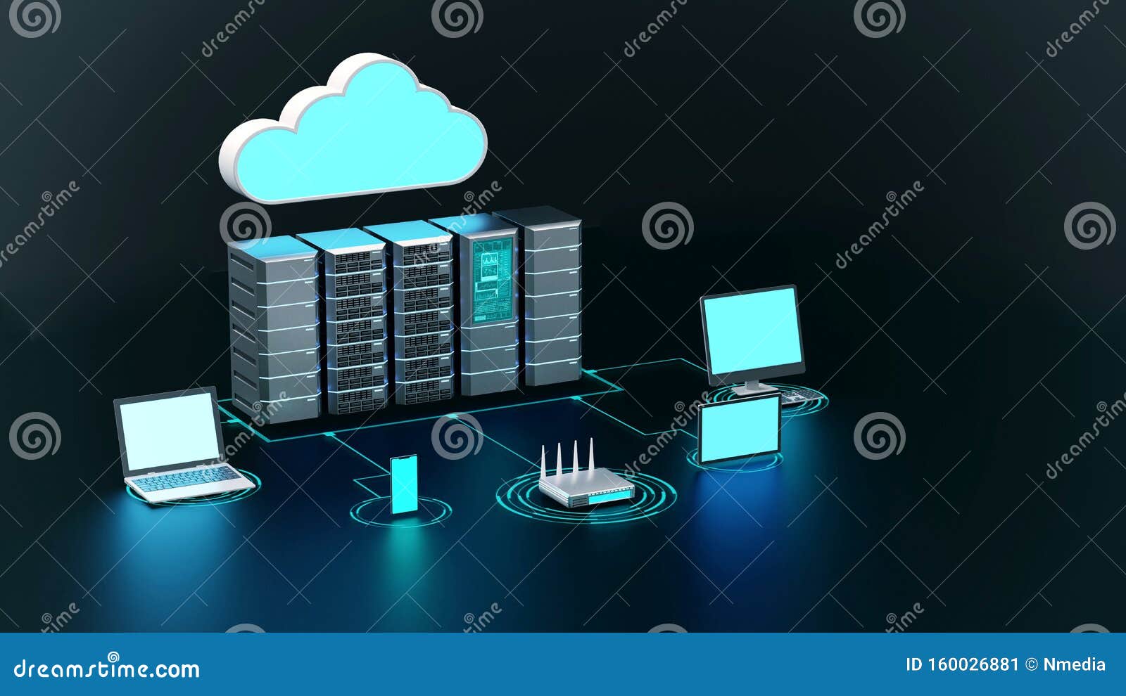 Internet Cloud and Computer Wireless Network Concept Stock Illustration ...