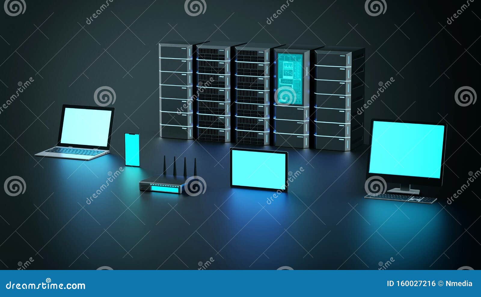 Internet Cloud and Computer Wireless Network Concept Stock Illustration ...