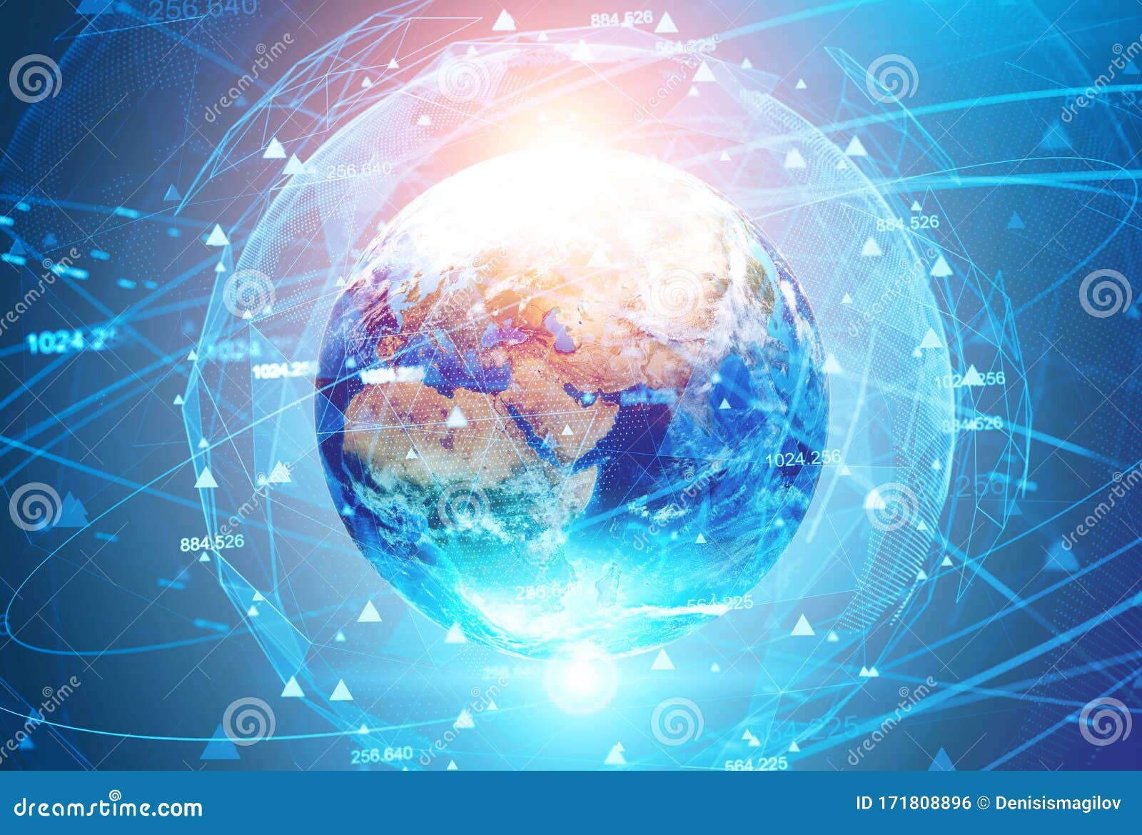 Internet Connection and Communication, Earth Stock Illustration ...