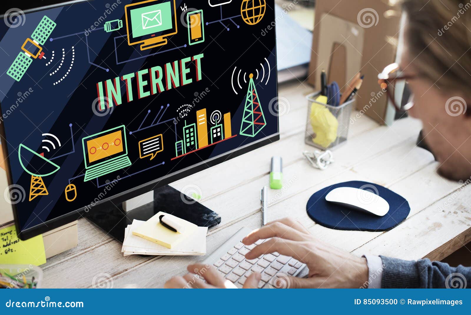 Internet Connection Computer Workspace Concept Stock Photo - Image of ...