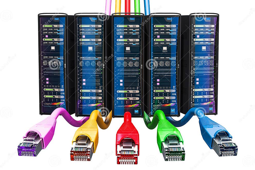 Internet Connection Concept. Computer Server Racks with Lan Internet ...