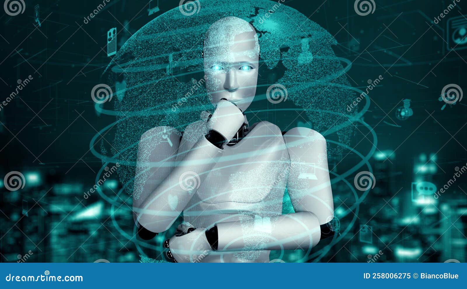 Internet Connection Controlled by AI Robot Huminoid and Machine ...