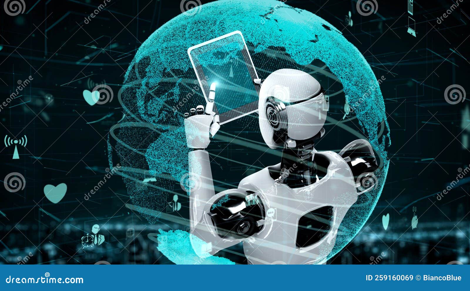 Internet Connection Controlled by AI Robot Huminoid and Machine ...