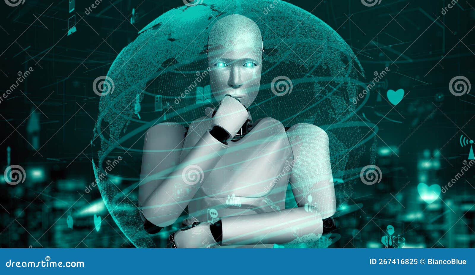 Internet Connection Controlled by AI Robot Huminoid and Machine ...