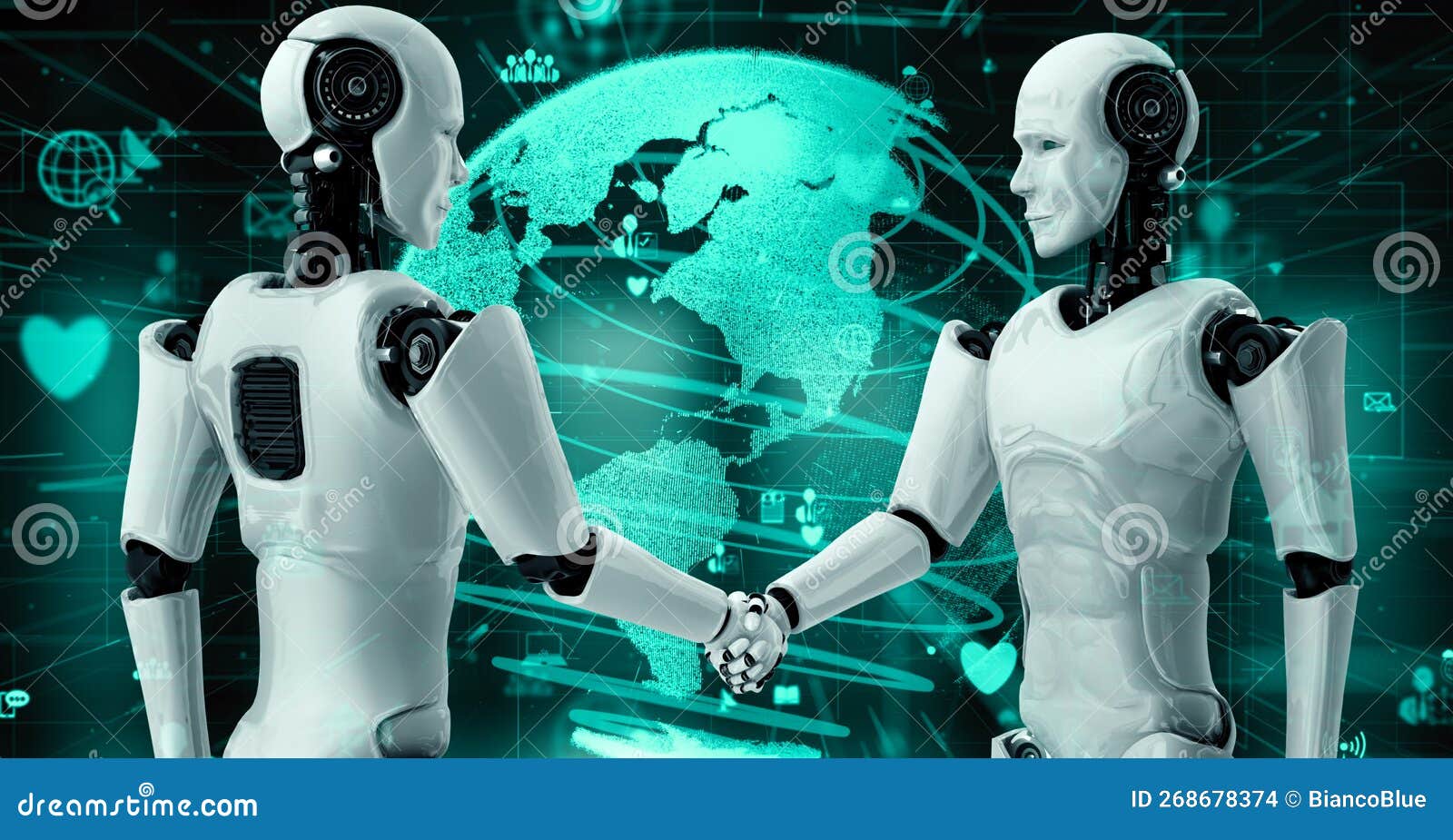 Internet Connection Controlled by AI Robot Huminoid and Machine ...