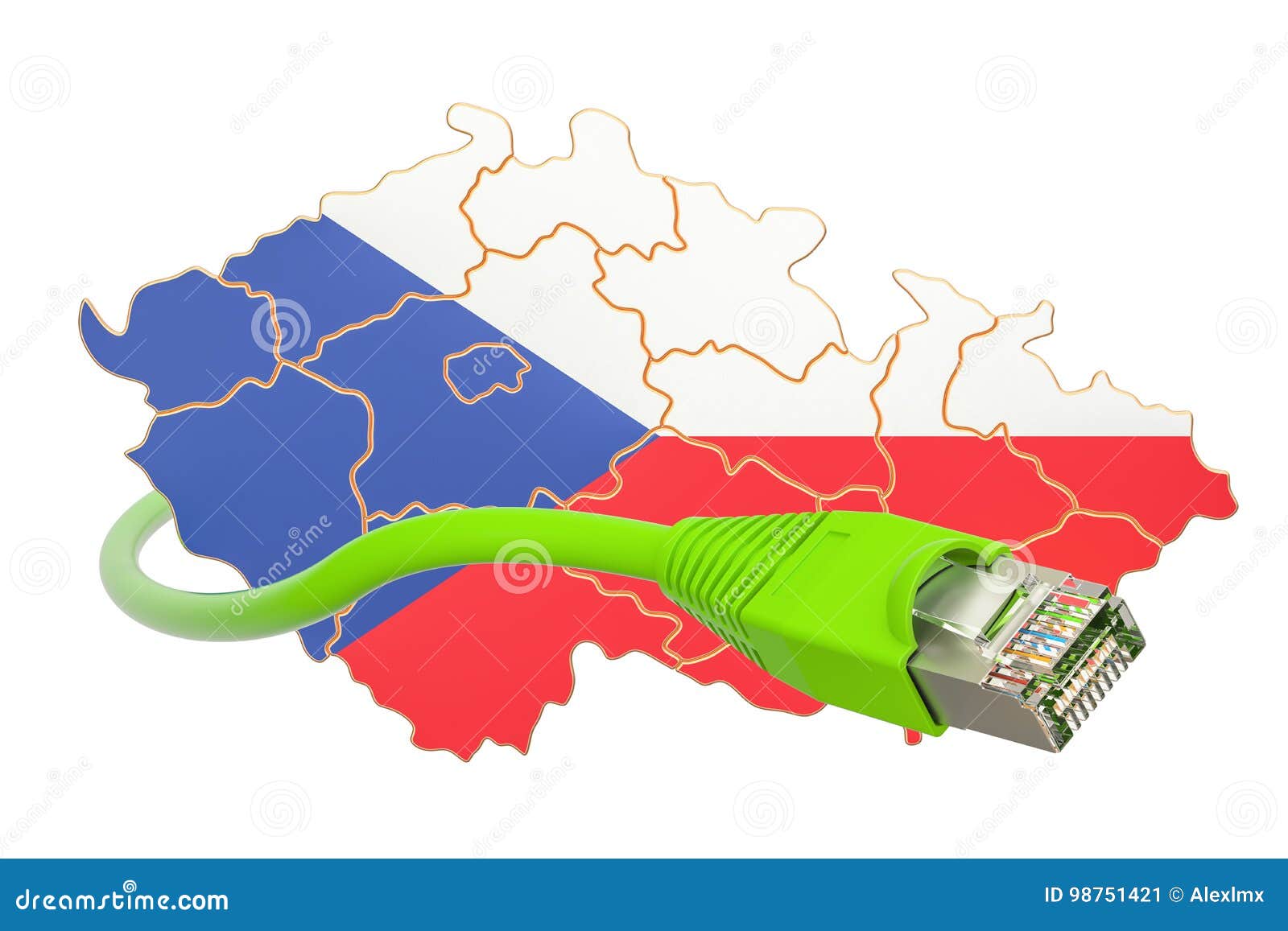 Internet Connection in Czech Republic Concept. 3D Rendering Stock ...