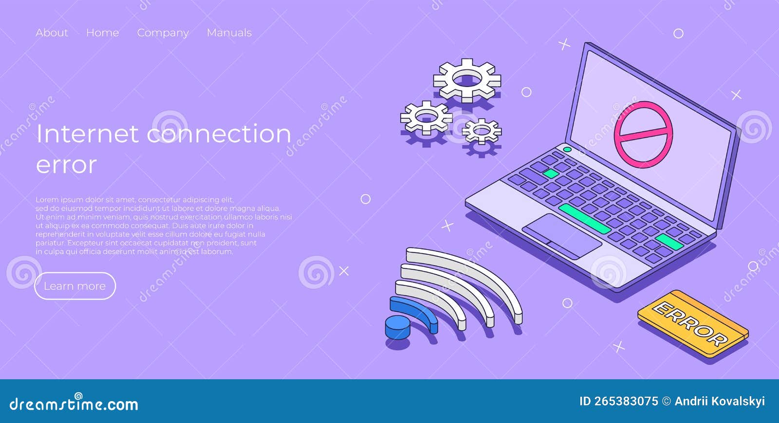 Internet Connection Error Isometric Landing Page. Web Page Not Loading ...