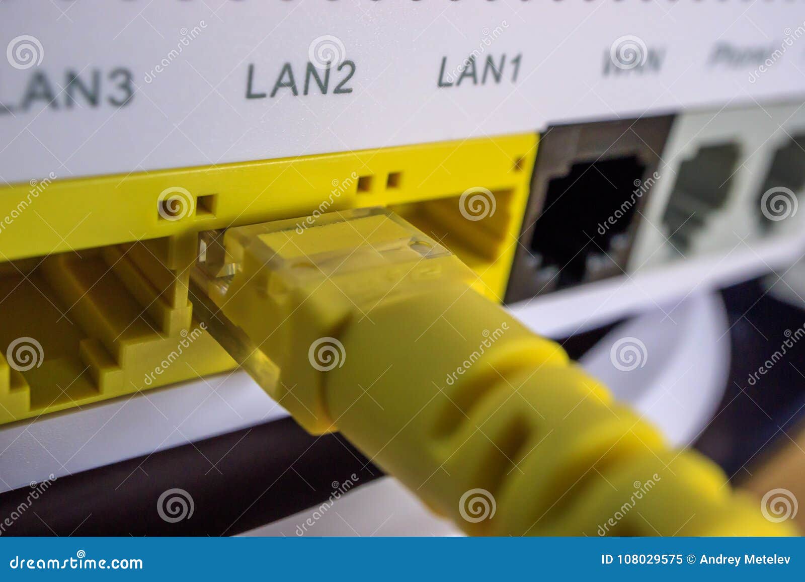 Internet Connection Home Router and Plugs in the Router Stock Image ...