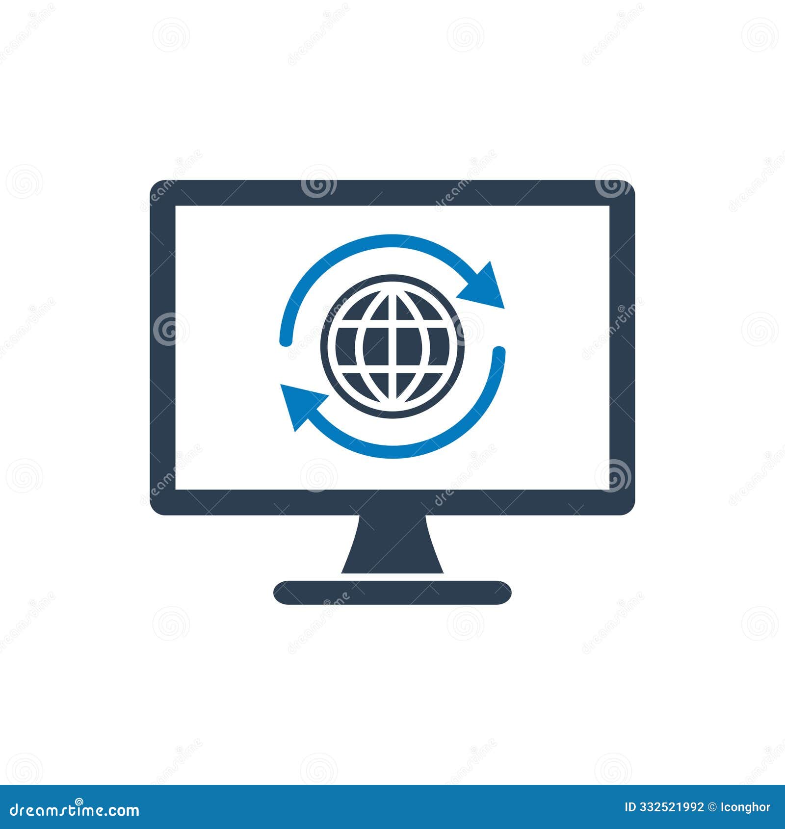 Internet Connection Icon. with Laptop, PC and Globe Symbols. Editable ...