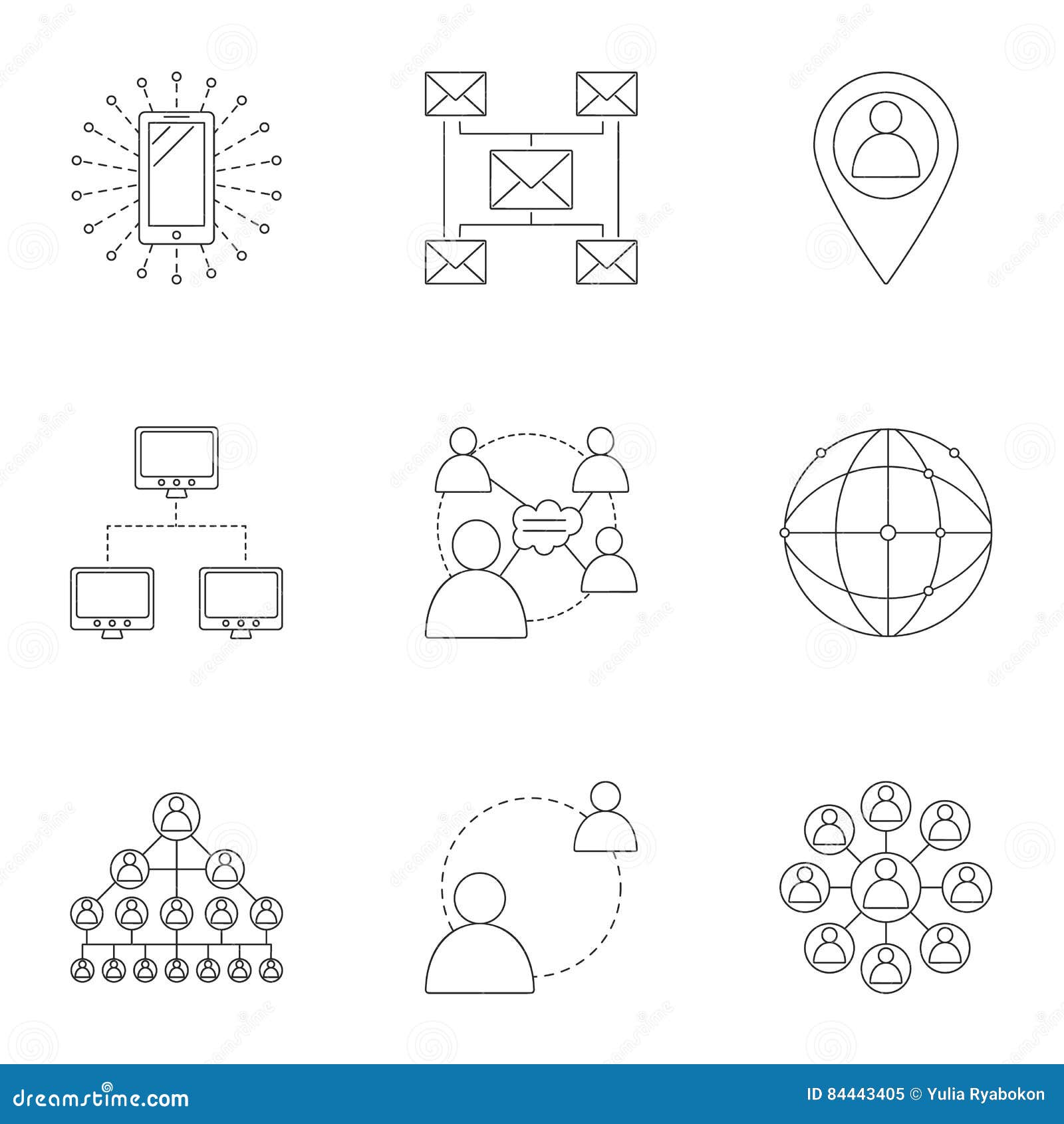 Internet Connection Icons Set, Outline Style Stock Vector ...