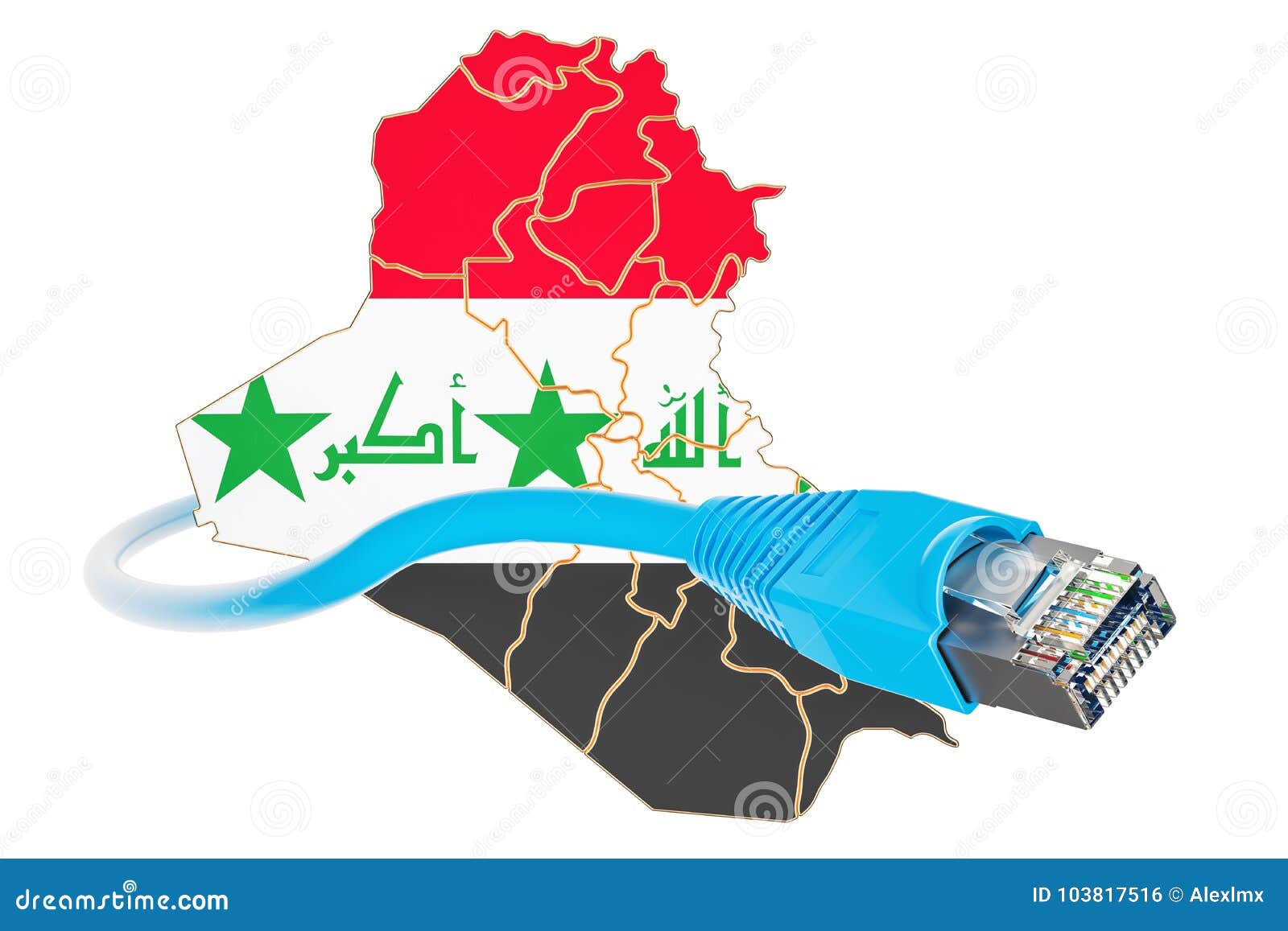 Internet Connection in Iraq Concept. 3D Rendering Stock Illustration ...