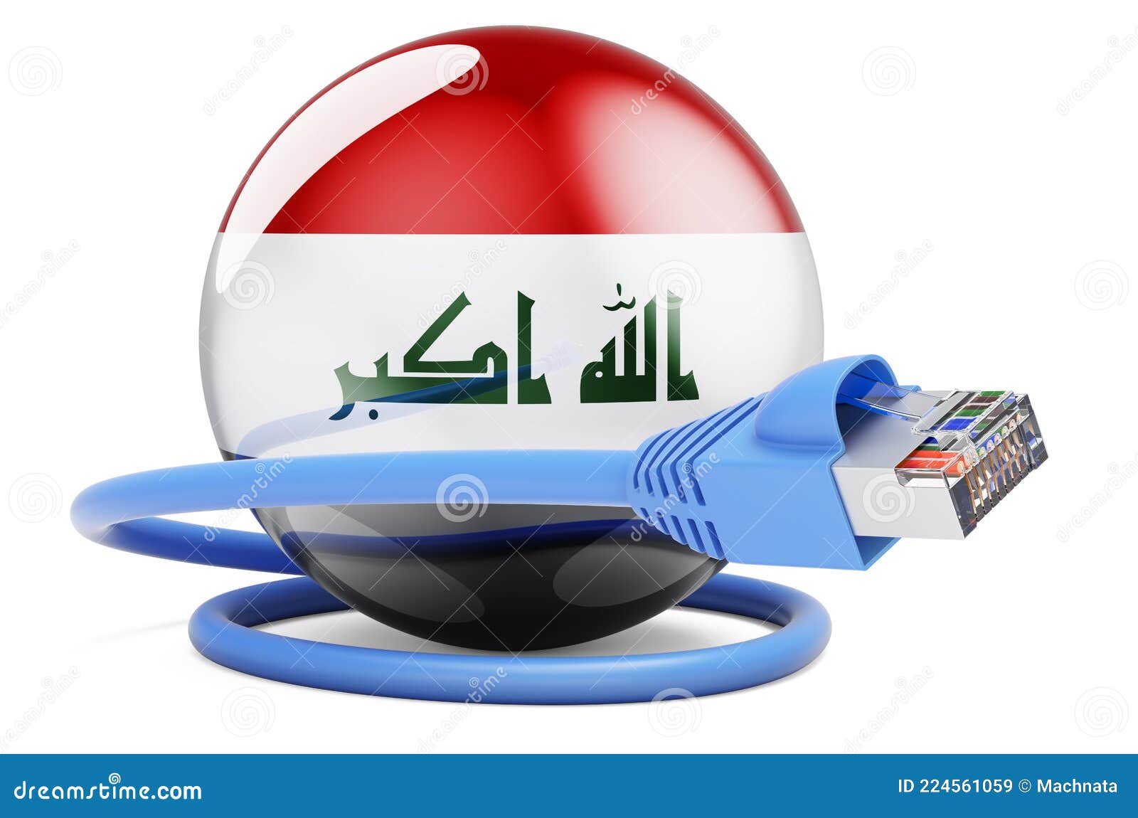 Internet Connection in Iraq. Lan Cable with Iraqi Flag, 3D Rendering ...