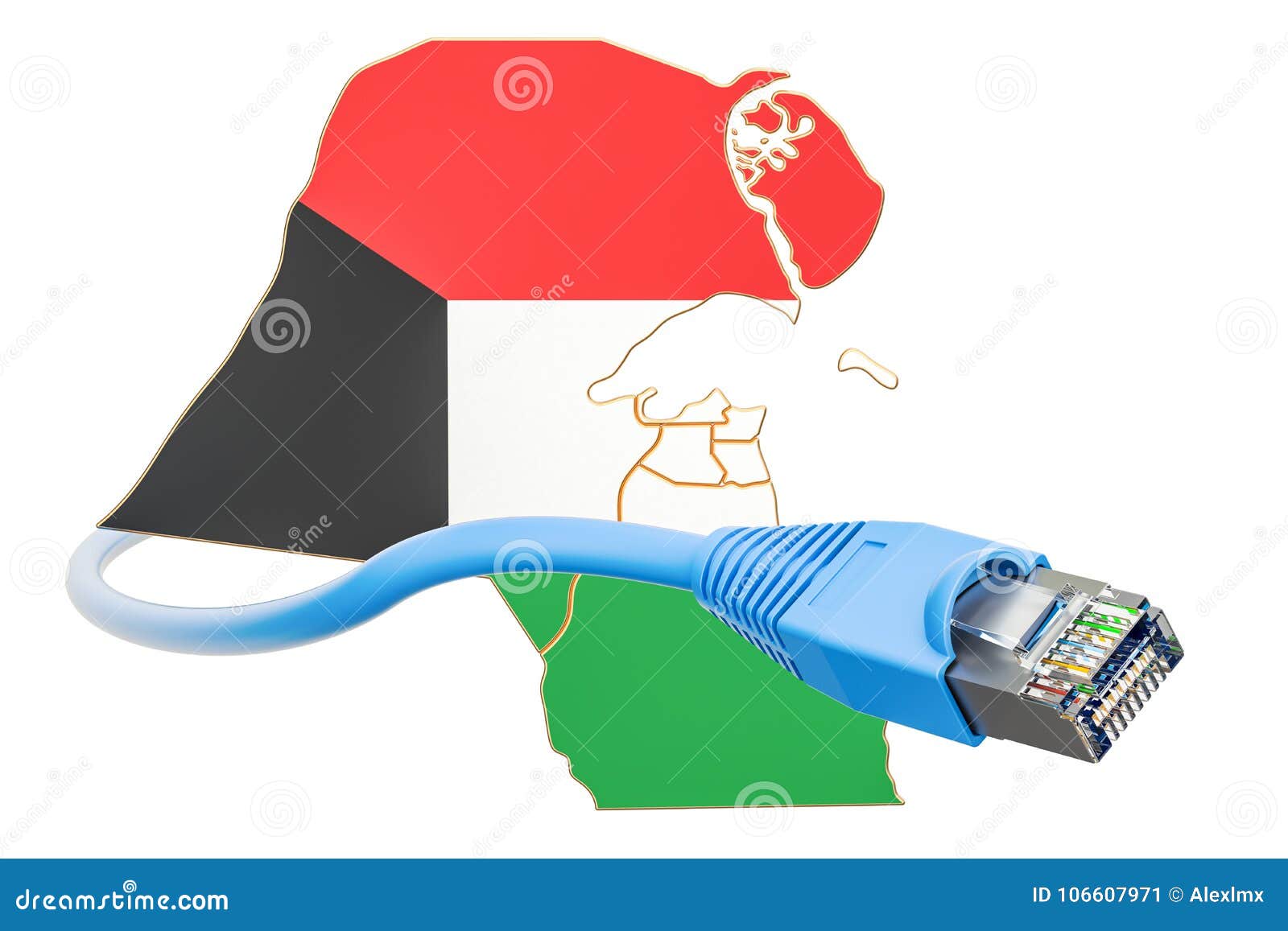 Internet Connection in Kuwait Concept. 3D Rendering Stock Illustration ...
