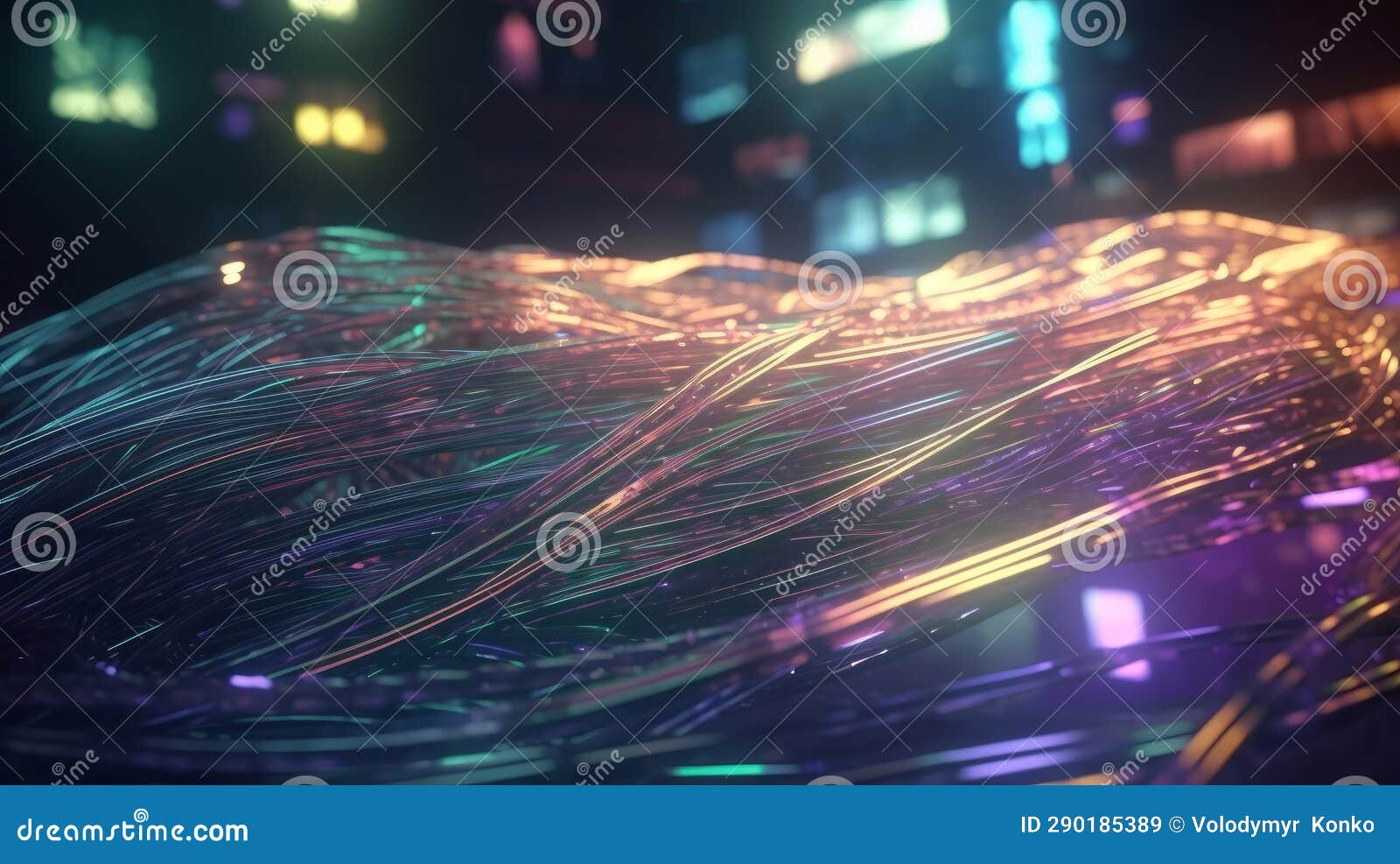 Internet Connection Luminous Fiber Optic Cables. Generative Ai Stock ...