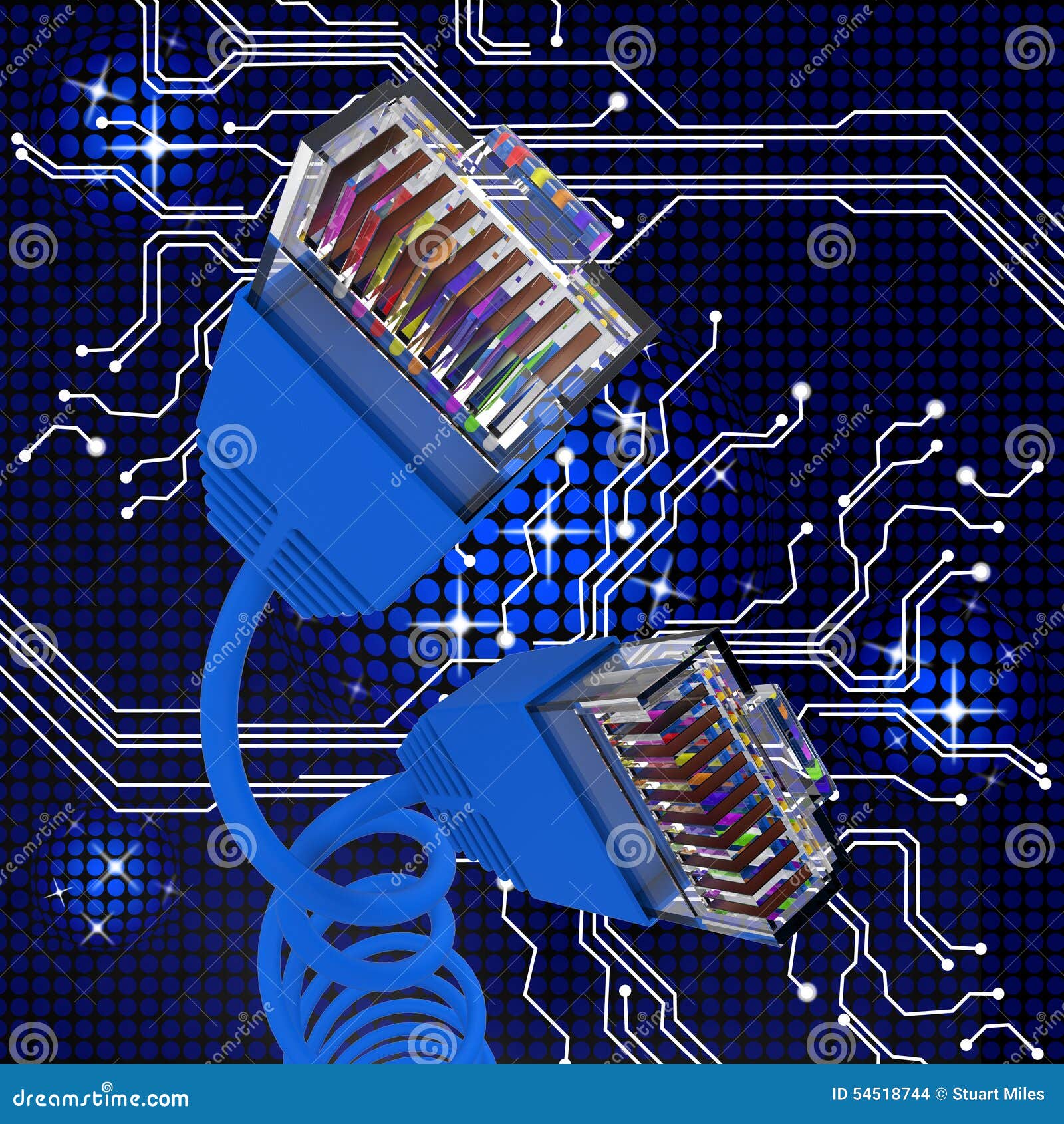 Internet Connection Means World Wide Web and Cable Stock Illustration ...