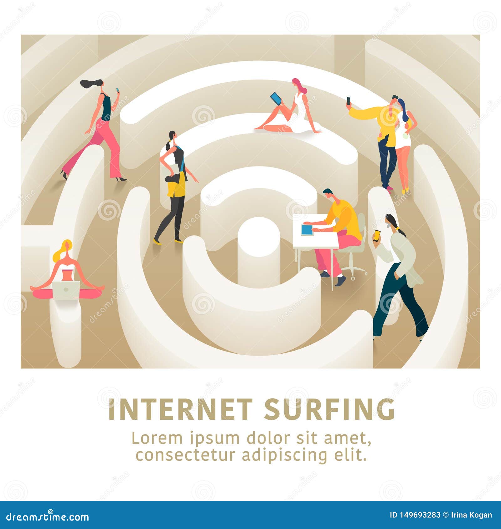Internet Connection and Modern People Vector Concept Flat Illustration ...