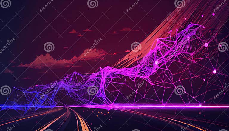 Internet Connection, with Neon Effect Generative Ai Stock Illustration ...