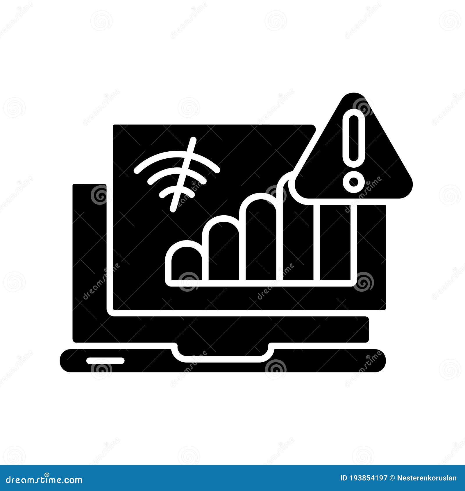 Internet Connection Problem Black Glyph Icon Stock Vector ...