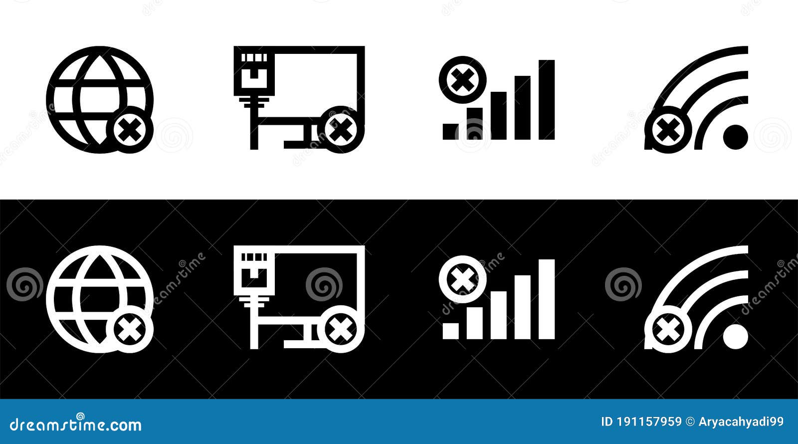 Internet Connection Problem Icon Set. Stock Vector - Illustration of ...