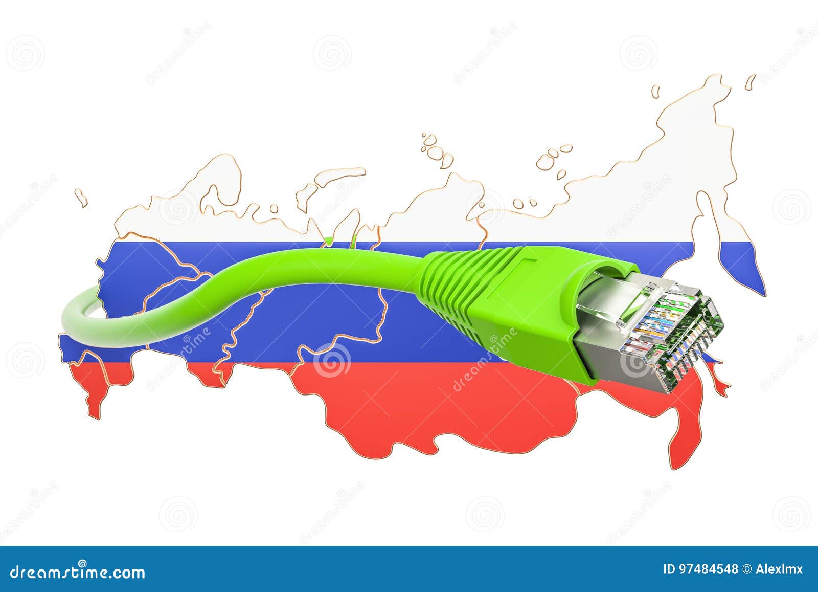 Internet Connection in Russia Concept. 3D Rendering Stock Illustration ...
