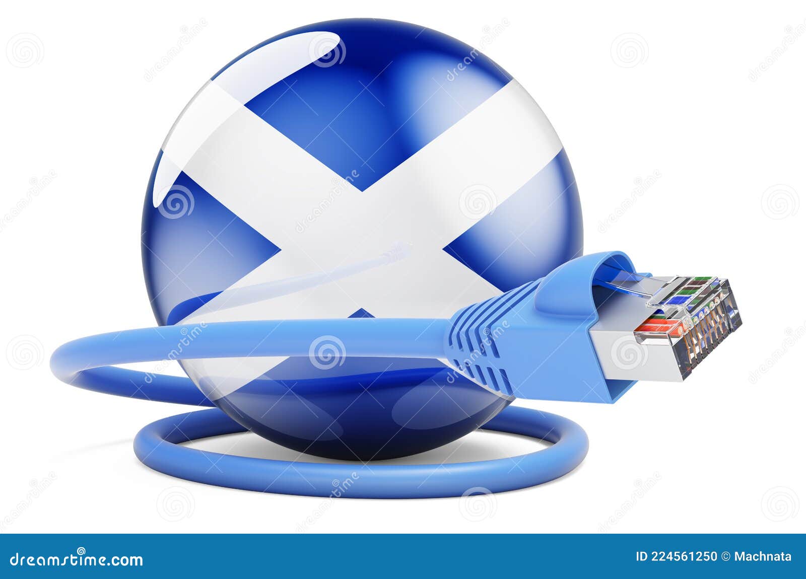 Internet Connection in Scotland. Lan Cable with Scottish Flag, 3D ...