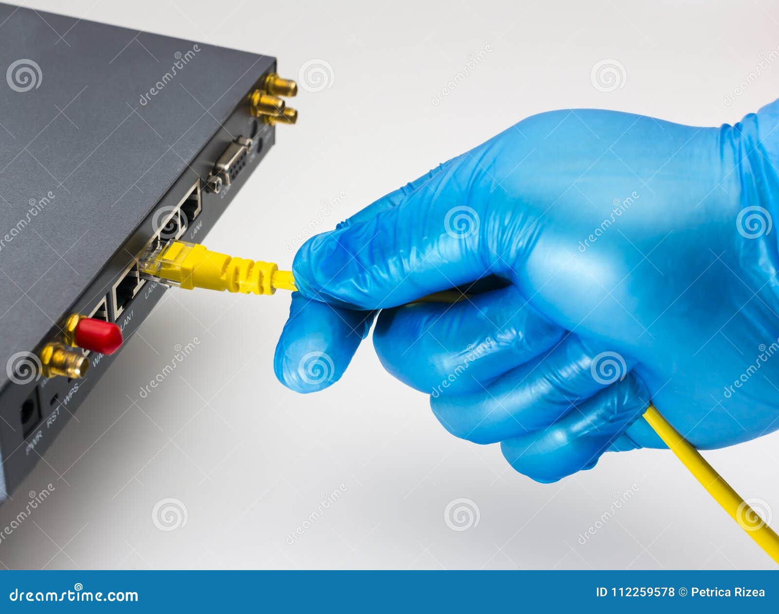 Internet Connection Via Rj45 Cable Router Network Connection Stock ...