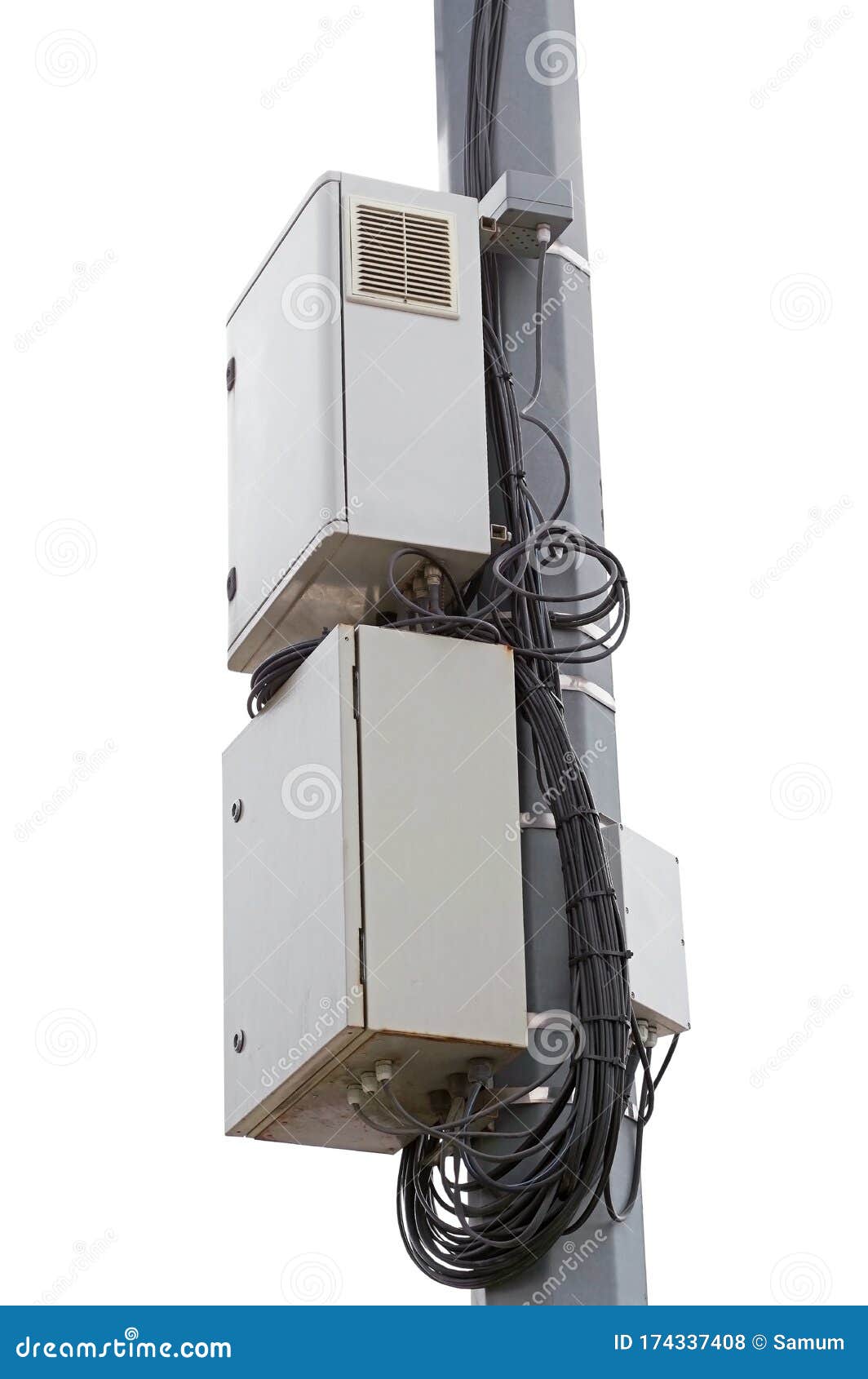 The Internet Control Box is a Box Mounted on a Pole Stock Photo - Image ...