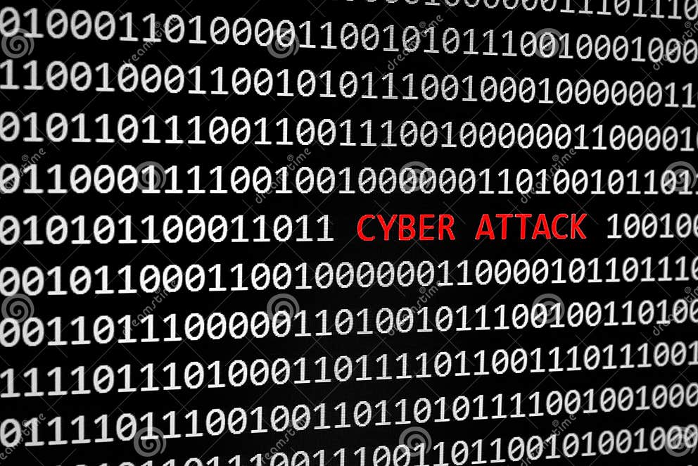 Binary Code and Cyber Attack Text Stock Image - Image of safety, code ...