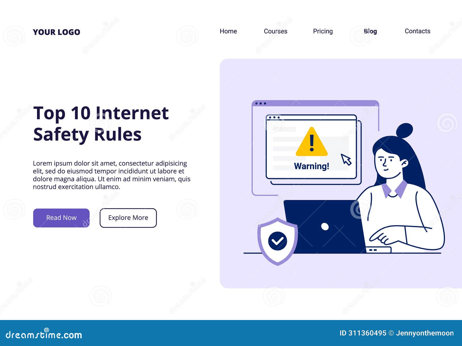 Internet Cyber Security. a Female Character Uses a Firewall To Secure ...