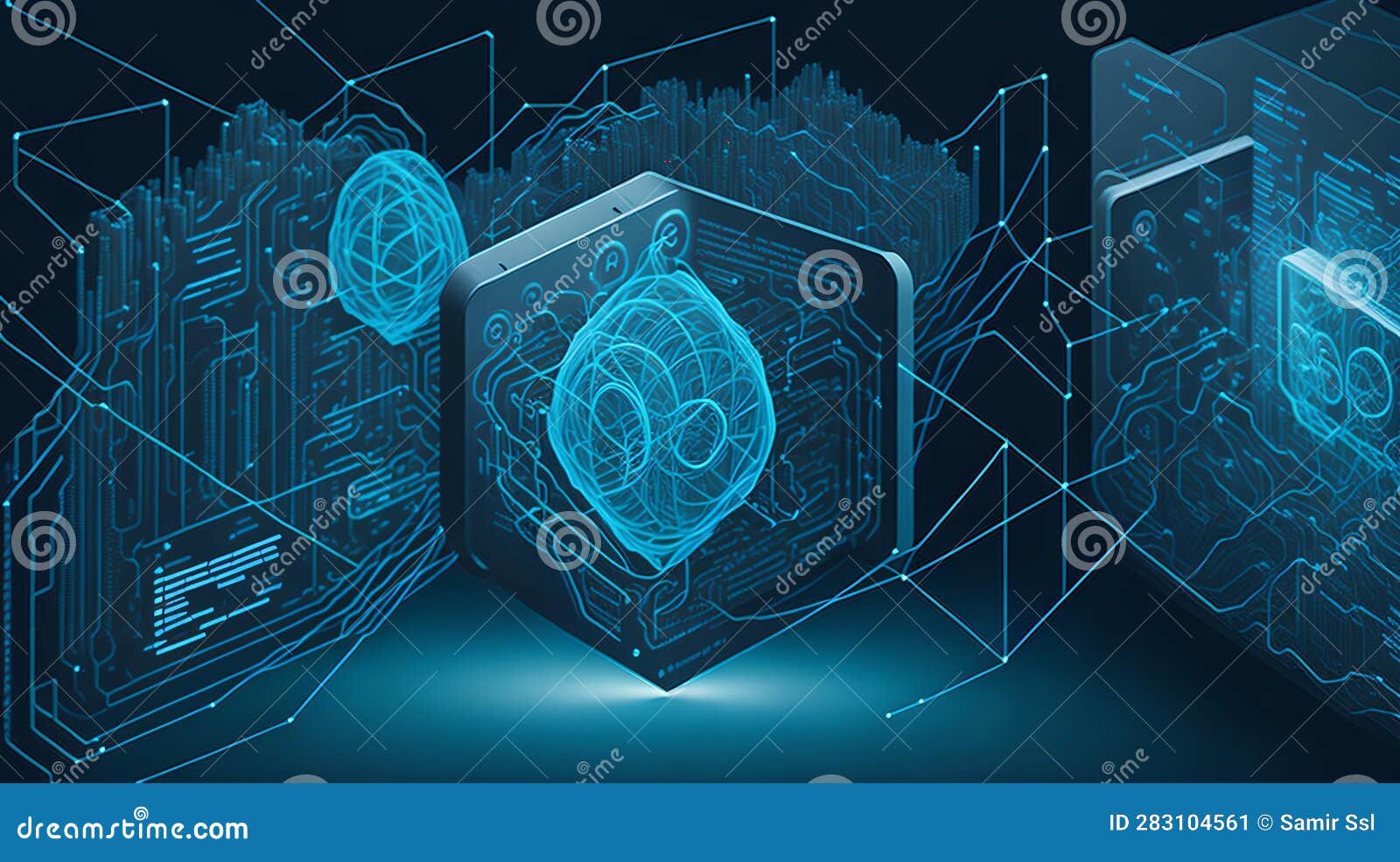 The Internet of Cybersecurity and Data Privacy Stock Illustration ...