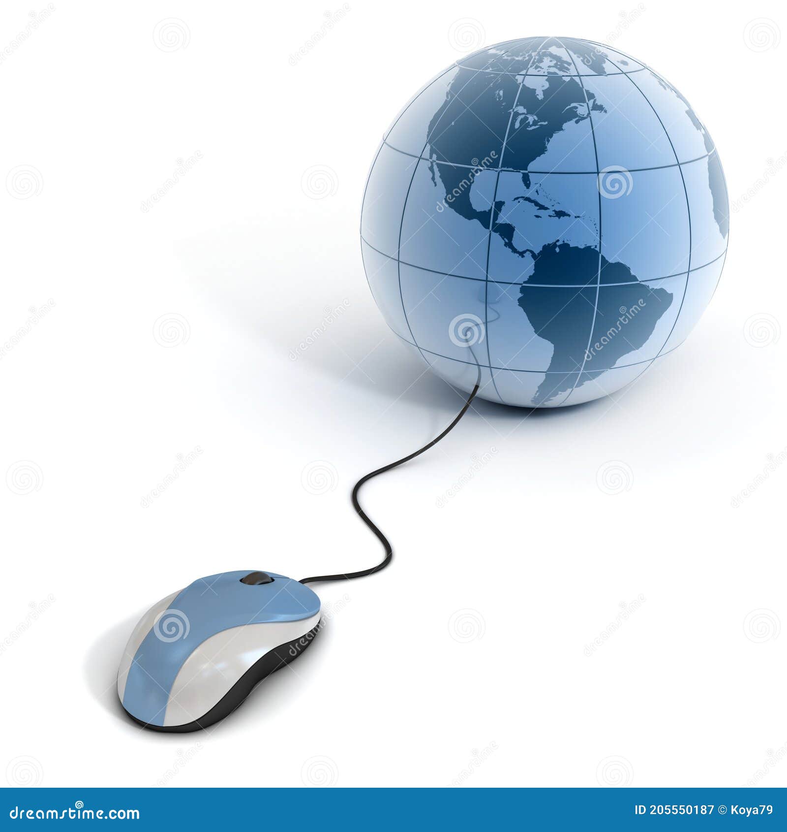 Internet 3d Concept - Computer Mouse with Globe Stock Illustration ...