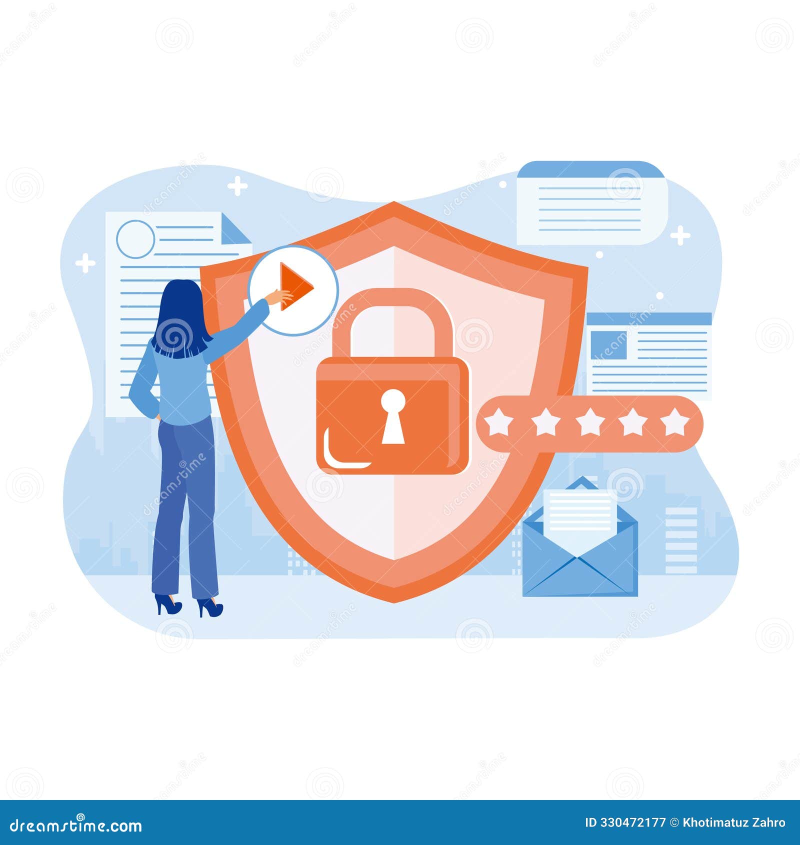 Internet Data Protection. Women Protect Confidential Data on Computers ...