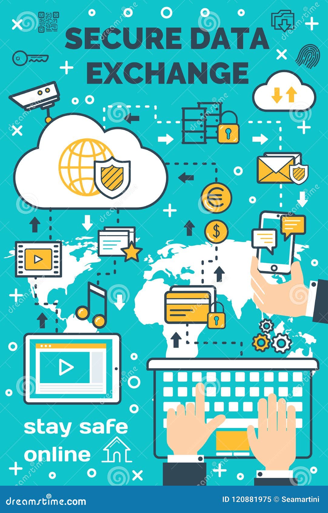 Vector Poster for Secure Online Data Exchange Stock Vector ...