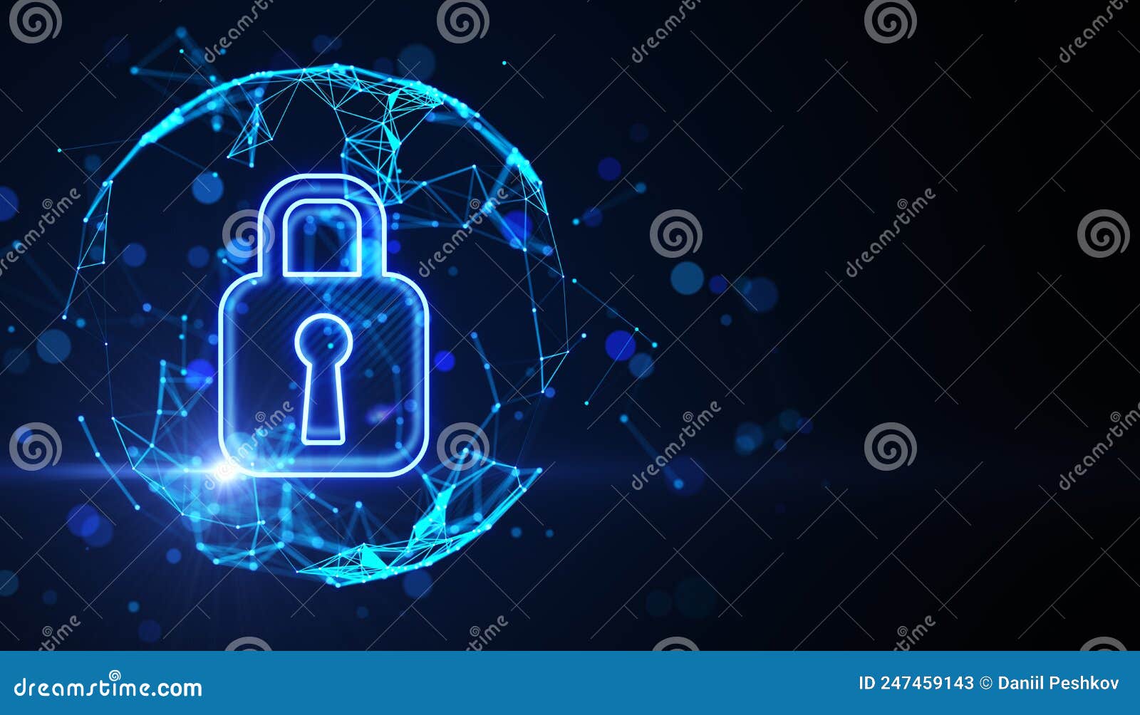 Internet Data and Security Concept with Bright Digital Lock Sign in ...