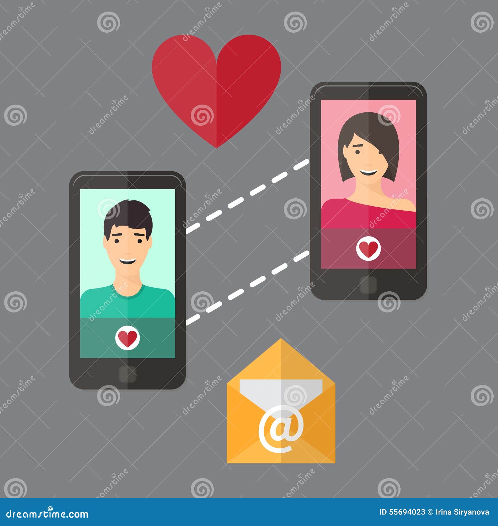 Internet Dating, Online Flirt and Relation. Mobile Stock Vector ...