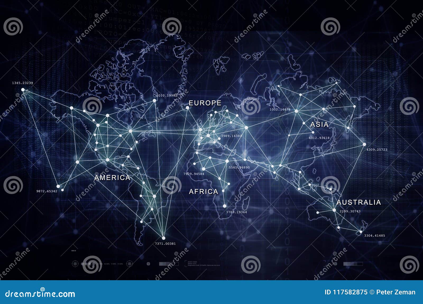 Internet Del Mapa De La Conectividad Del Mundo De Las Cosas Stock de ...