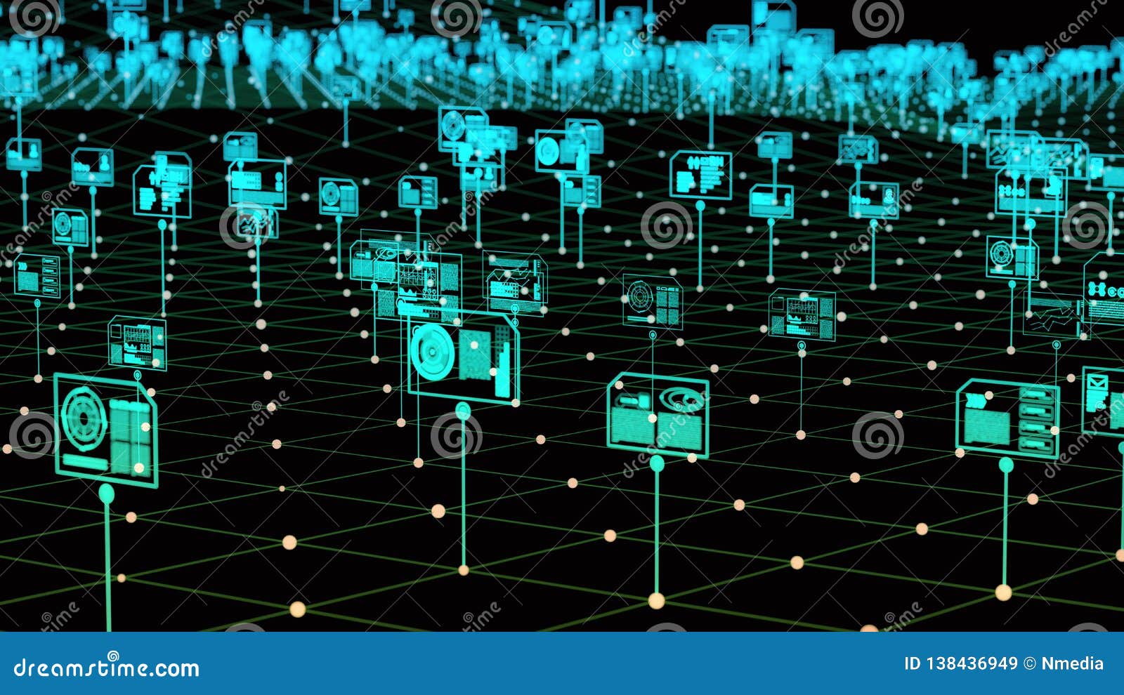 Internet Digital Data Storage and Management Stock Illustration ...