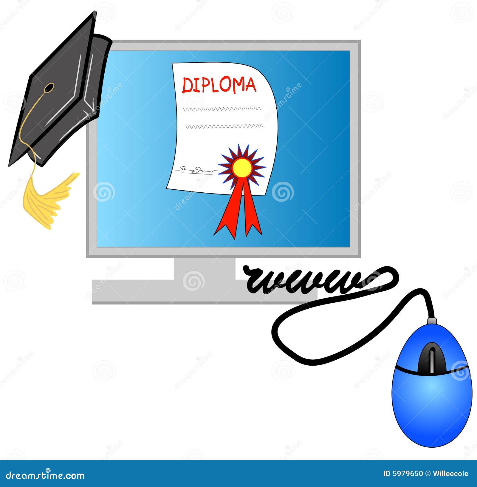 Internet diploma stock vector. Illustration of online - 5979650