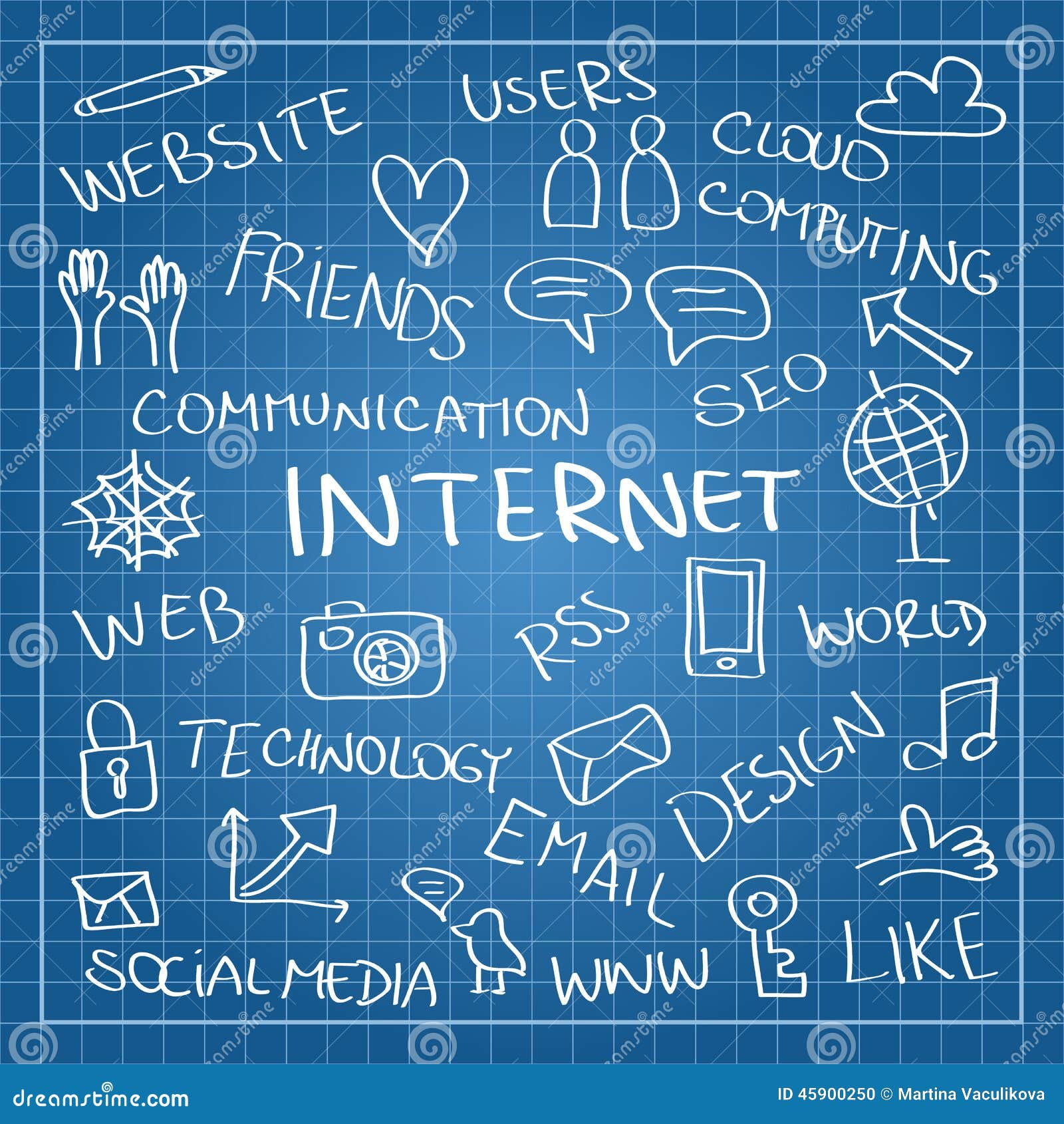 Internet doodles stock vector. Illustration of element - 45900250