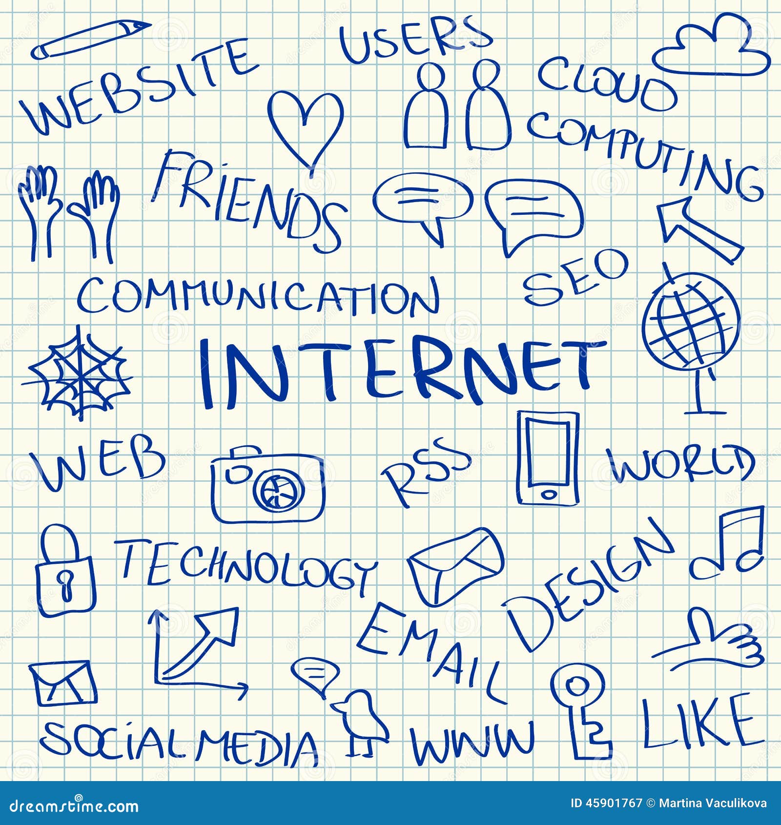 Internet doodles stock vector. Illustration of network - 45901767