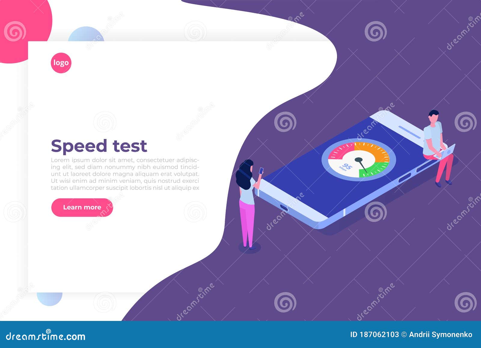 Internet Download Speed Test Isometric Concept. Stock Vector ...